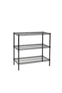 omega 18" deep x 30" wide x 36" high 3 tier black starter shelving unit