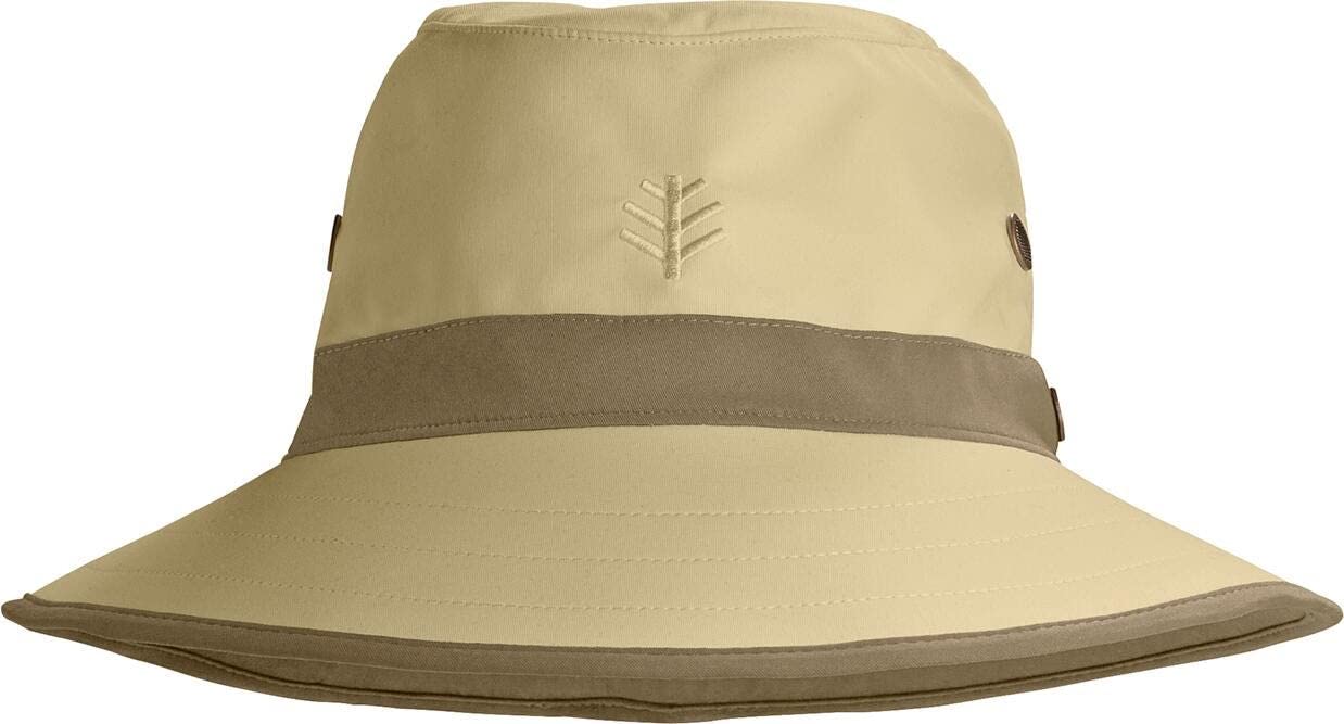 Coolibar UPF 50+ Men's Women's Matchplay Golf Hat - Sun Protective (Large/X-Large- Tan/Khaki)