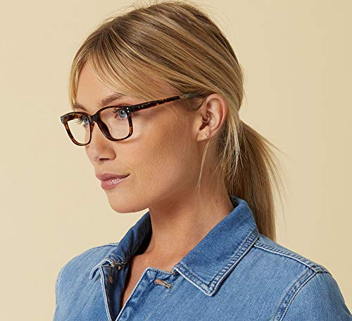 Peepers by PeeperSpecs Women's Nature Walk Soft Square Reading Glasses, Tortoise/Aqua, 49 + 1.5