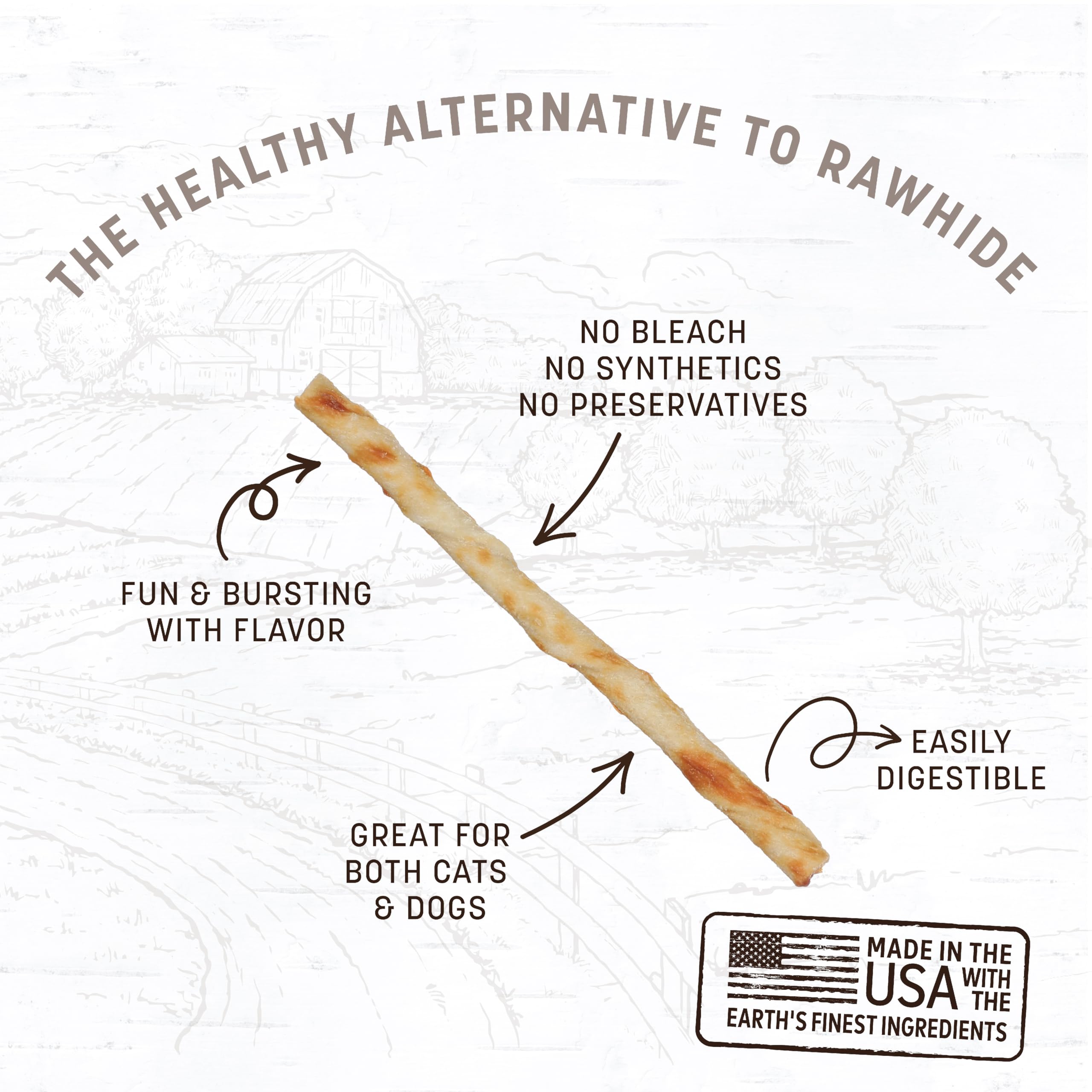 Earth Animal No Hide Stix Beef Flavored Natural Rawhide Free Dog Chews Long Lasting Dog Chew Sticks | Dog Treats for Small Dogs and Cats | Great Dog Chews for Aggressive Chewers (1 Pack)