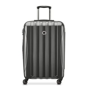 delsey paris helium aero hardside expandable luggage with spinner wheels, brushed charcoal, checked-medium 25 inch