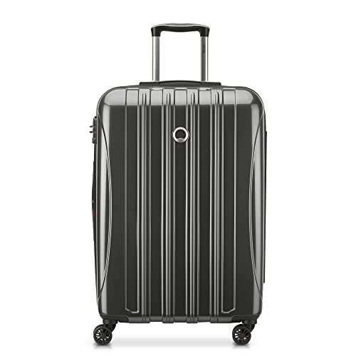 DELSEY Paris Helium Aero Hardside Expandable Luggage with Spinner Wheels, Brushed Charcoal, Checked-Medium 25 Inch