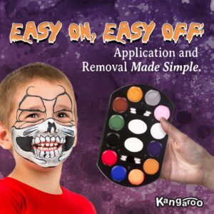 Kangaroo Halloween Super Family Makeup Kit: Professional SFX Face Painting & Body Paint for Zombie Cosplay, Injuries, & Blood Effects