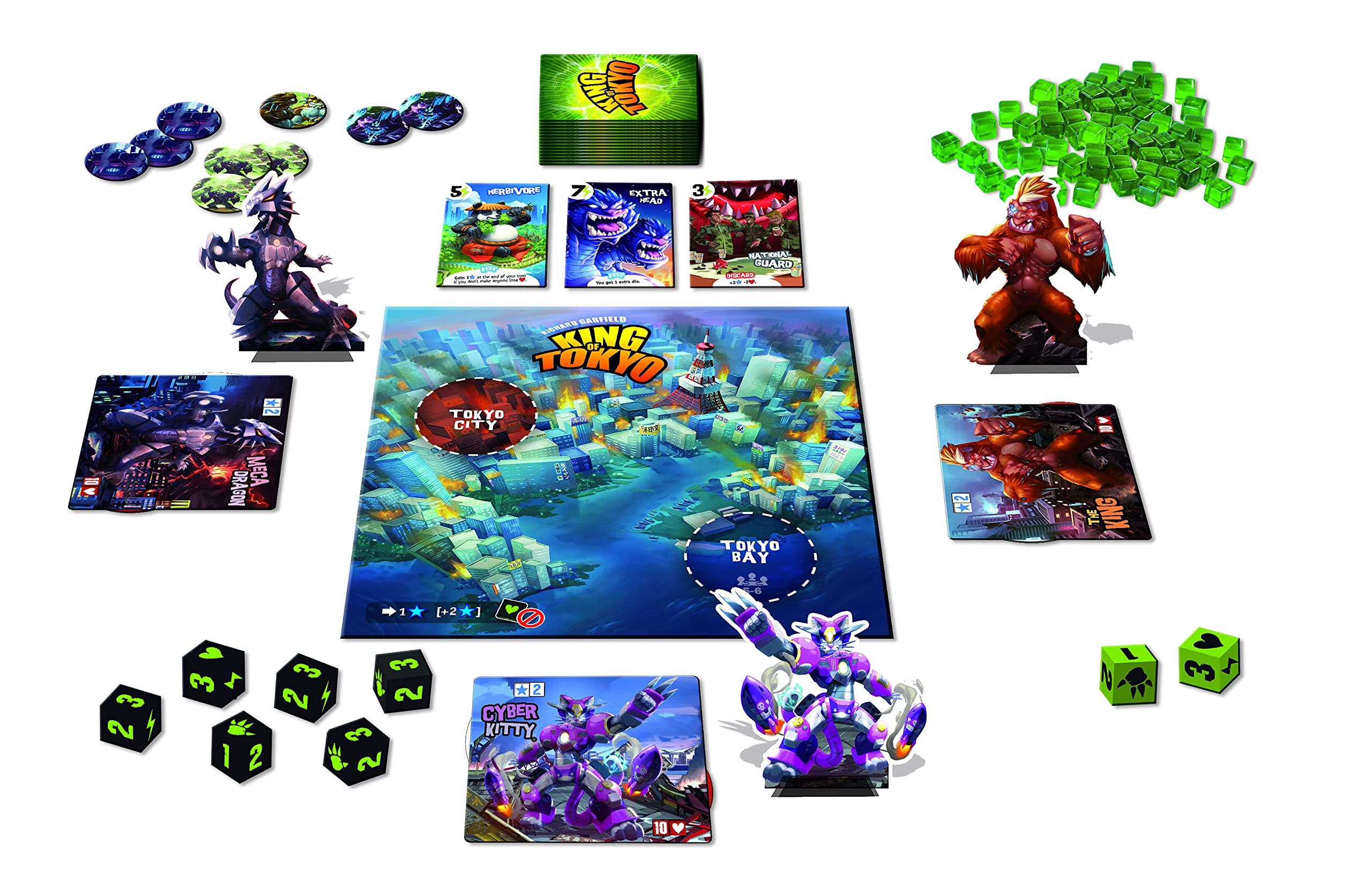 IELLO: King of Tokyo, New Edition, Strategy Board Game, Space Penguin Included in the Box, For 2 to 6 Players, 30 Minute Play Time, For Ages 8 and Up