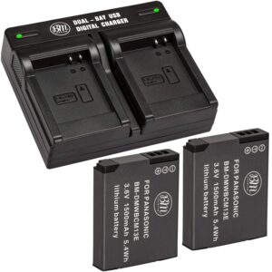 bm 2 pack of dmw-bcm13e batteries and dual battery charger for panasonic lumix dc-ts7,dmc-ft5a, lz40, ts5, ts6, tz37, tz40, tz41, tz55, tz60, zs27, zs30, dmc-zs35, dmc-zs40, dmc-zs45, dmc-zs50 camera