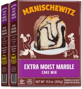 manischewitz extra moist marble cake mix 11.5oz (2 pack), kosher for passover, baking pan included!