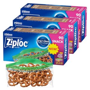 ziploc snack bags, storage bags for on the go freshness, grip 'n seal technology for easier grip, open, and close, 270 bags total