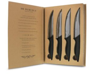 dr. mercola black ceramic steak knife set (4pc with sheath)