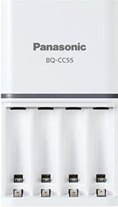 panasonic bq-cc55sba advanced eneloop individual rechargeable battery 3 hour quick charger with 4 led color charge indicator lights