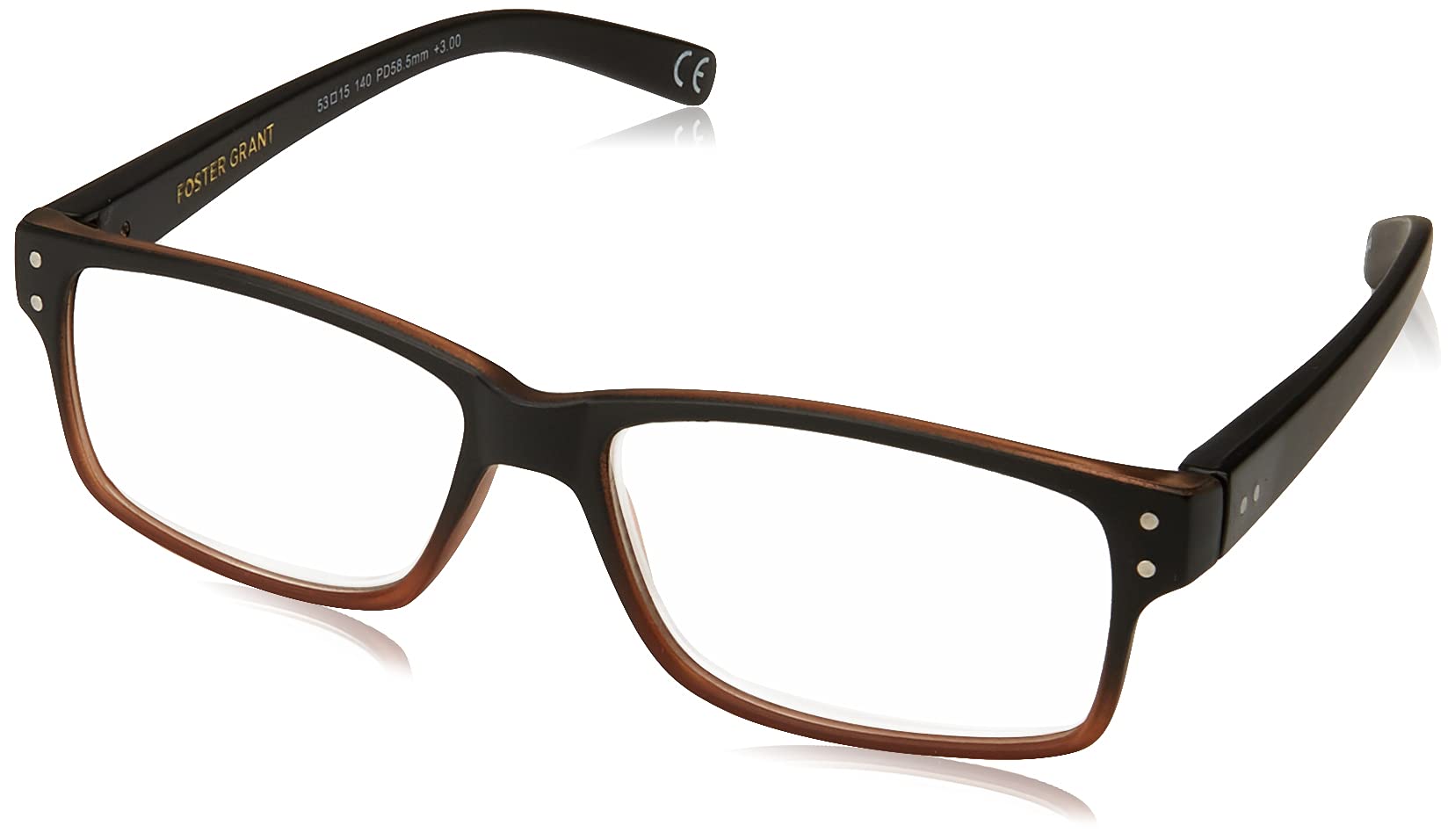 Foster Grant Thomson Reading Glasses, Brown/Transparent, 59 mm