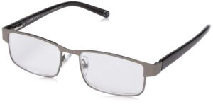 foster grant mens leo square glasses reading glasses, gunmetal/transparent, 59 mm us