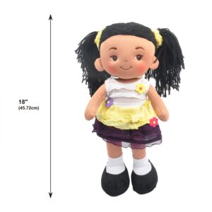 Linzy Plush 16" Yellow Aissa Rag Doll for Girls, Soft Plush Rag Doll, Sleeping Cuddle Buddy for Toddlers, Infants and Babies, Muñecas de trapo para niña, First Doll for Kids, Safe for All Ages