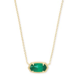 Kendra Scott Elisa Short Pendant Necklace for Women, Dainty Fashion Jewelry, 14k Gold-Plated Brass, Emerald Cat's Eye