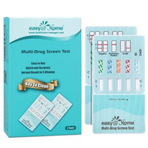 2 pack easy@home 5 panel instant drug test kits - test marijuana (thc), coc, opi 2000, amp, bzo - urine dip drug testing - #edoap-754