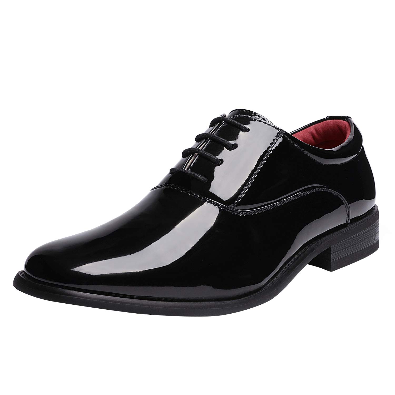 Bruno Marc Men's Faux Patent Leather Tuxedo Derby Dress Shoes Classic Lace-up Formal Oxford Black 10 M US CEREMONY-05