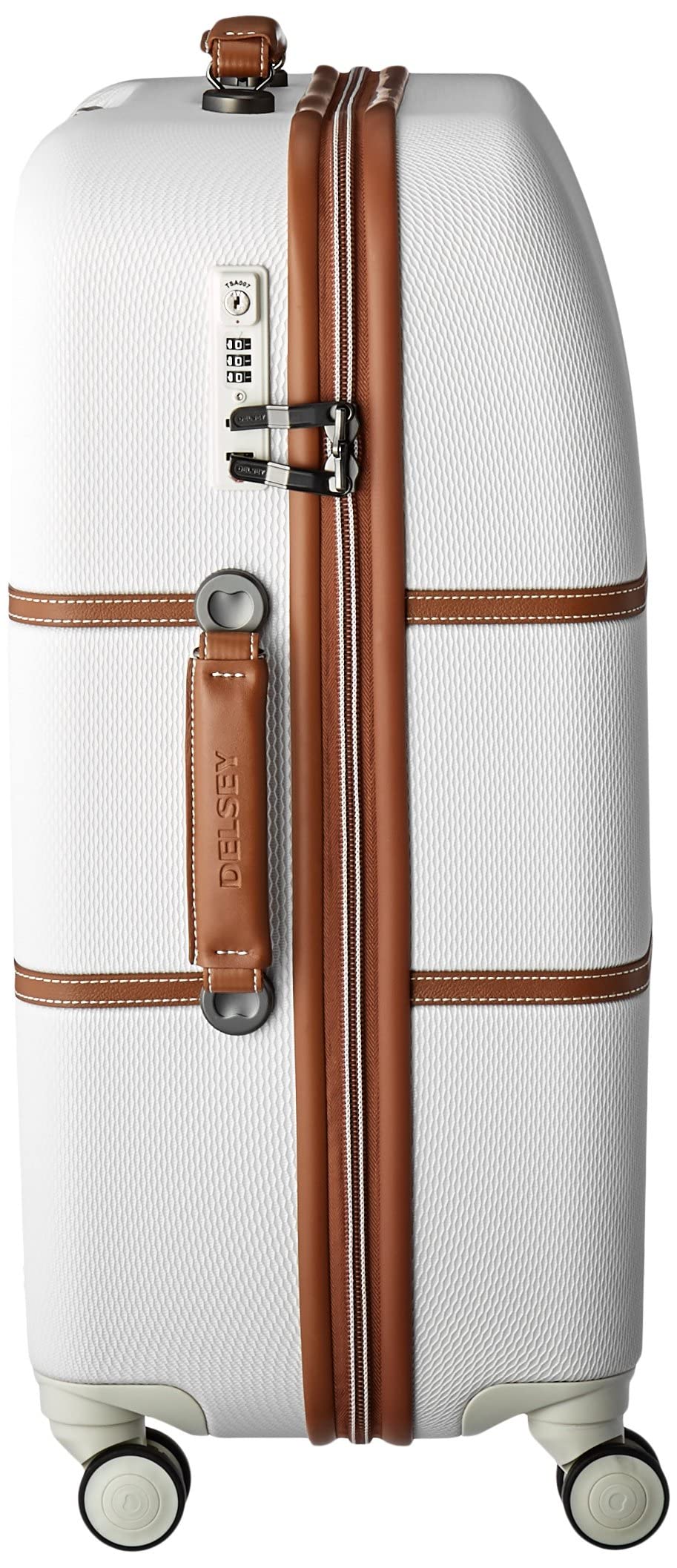 DELSEY Paris Chatelet Hard+ Hardside Luggage with Spinner Wheels, Champagne White, Checked-Medium 24 Inch