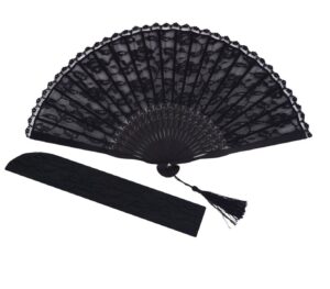 amajiji chinese/japanese vintage retro style bamboo wood silk folding hand fan for women hbsy (23cm) (002)