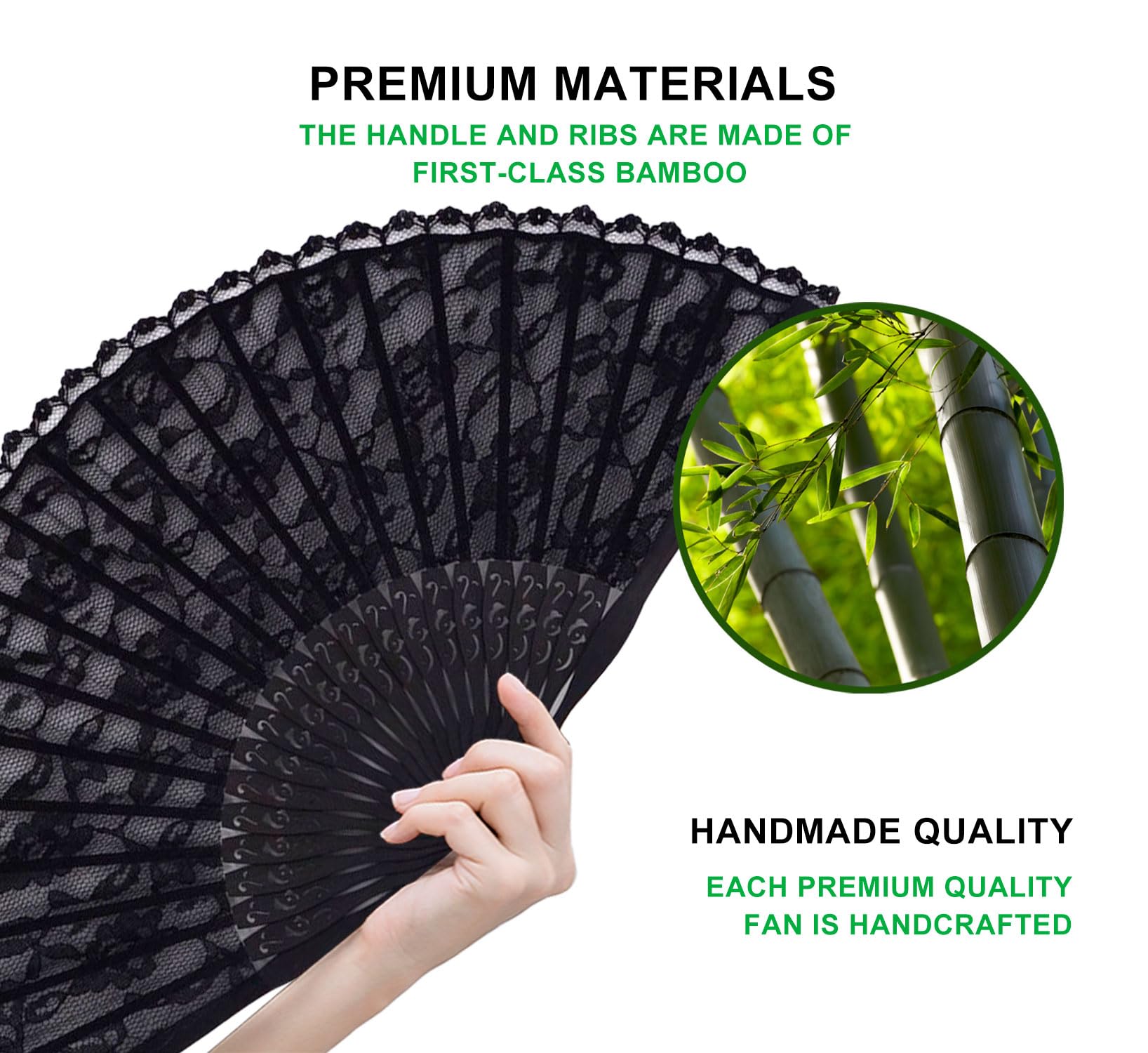 Amajiji Chinese/Japanese Vintage Retro Style Bamboo Wood Silk Folding Hand Fan for women HBSY (23cm) (002)