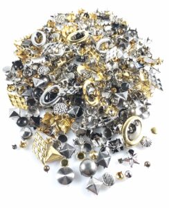 nailheads - spots - studs - 500 pcs mixed nailheads - mixed studs - mixed shapes, sizes and colors - premium quality brass nailheads