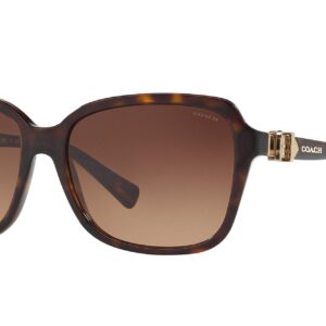 Coach HC8179 Sunglasses, Dark Tortoise/Brown Gradient, 58 mm