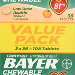 Bayer Aspirin Orange Value Pack of 36ct, 2Pack