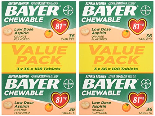 Bayer Aspirin Orange Value Pack of 36ct, 2Pack