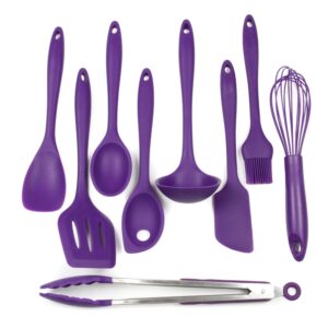 chef craft premium silicone kitchen tool and utensil, 9 piece set, purple