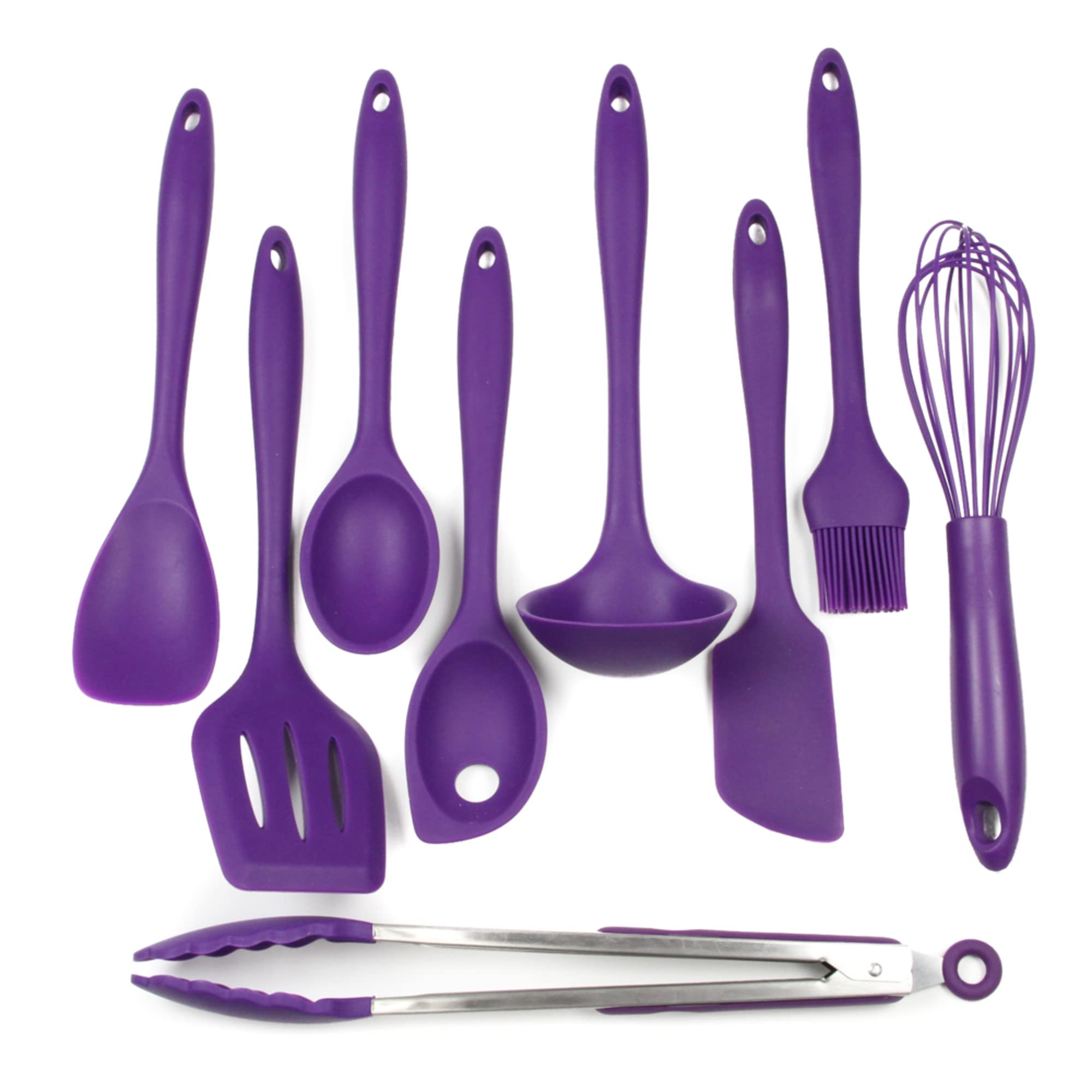 Chef Craft Premium Silicone Kitchen Tool and Utensil, 9 Piece Set, Purple