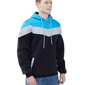 Mooncolour Men's Novelty Color Block Hoodies Cozy Sport Autumn Outwear Black/Grey/Blue M Black US Medium