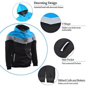 Mooncolour Men's Novelty Color Block Hoodies Cozy Sport Autumn Outwear Black/Grey/Blue M Black US Medium