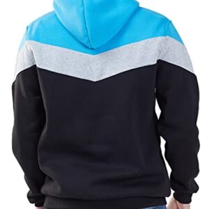 Mooncolour Men's Novelty Color Block Hoodies Cozy Sport Autumn Outwear Black/Grey/Blue M Black US Medium