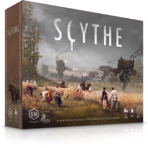 stonemaier games: scythe (base game) | an engine-building, area control strategy board game set in dieselpunk 1920s europe for adults and family | 1-5 players, 115 mins, ages 14+