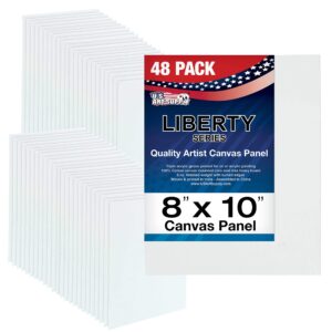 us art supply 8 x 10 inch professional artist quality acid free canvas panel boards for painting value pack of 48 (1 full case of 48 single canvas board panels)