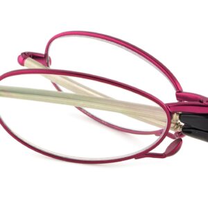 Foster Grant Gideon Rectangular Flat Micro Reading Glasses for Women, Magenta/Transparent, 64 mm + 1.5