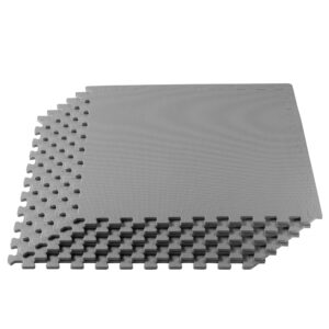 we sell mats 1/2 inch thickness multipurpose eva foam floor tiles, interlocking floor mat for indoor gym and home use, 24 in x 24 in, light gray, 16 square feet (4 tiles)