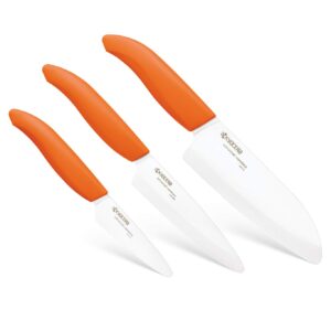 kyocera fk-3pc-whor 3piece advanced ceramic revolution series knife set, blade sizes: 5.5", 4.5", 3", orange