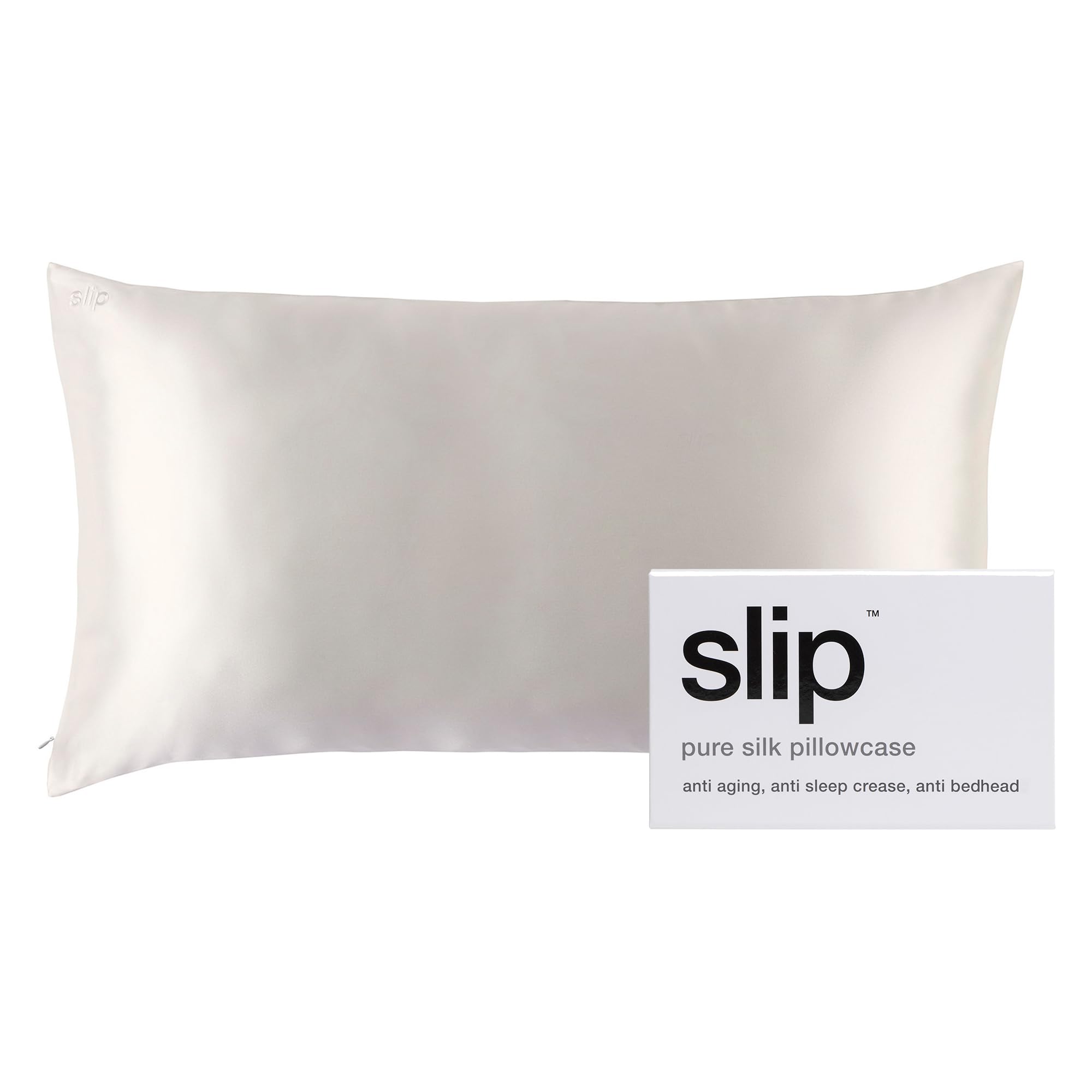 Slip Silk King Pillowcase, White (20" x 36") - 100% Pure 22 Momme Mulberry Silk Pillowcase - Anti-Aging, Anti-BedHead, Anti-Sleep Crease