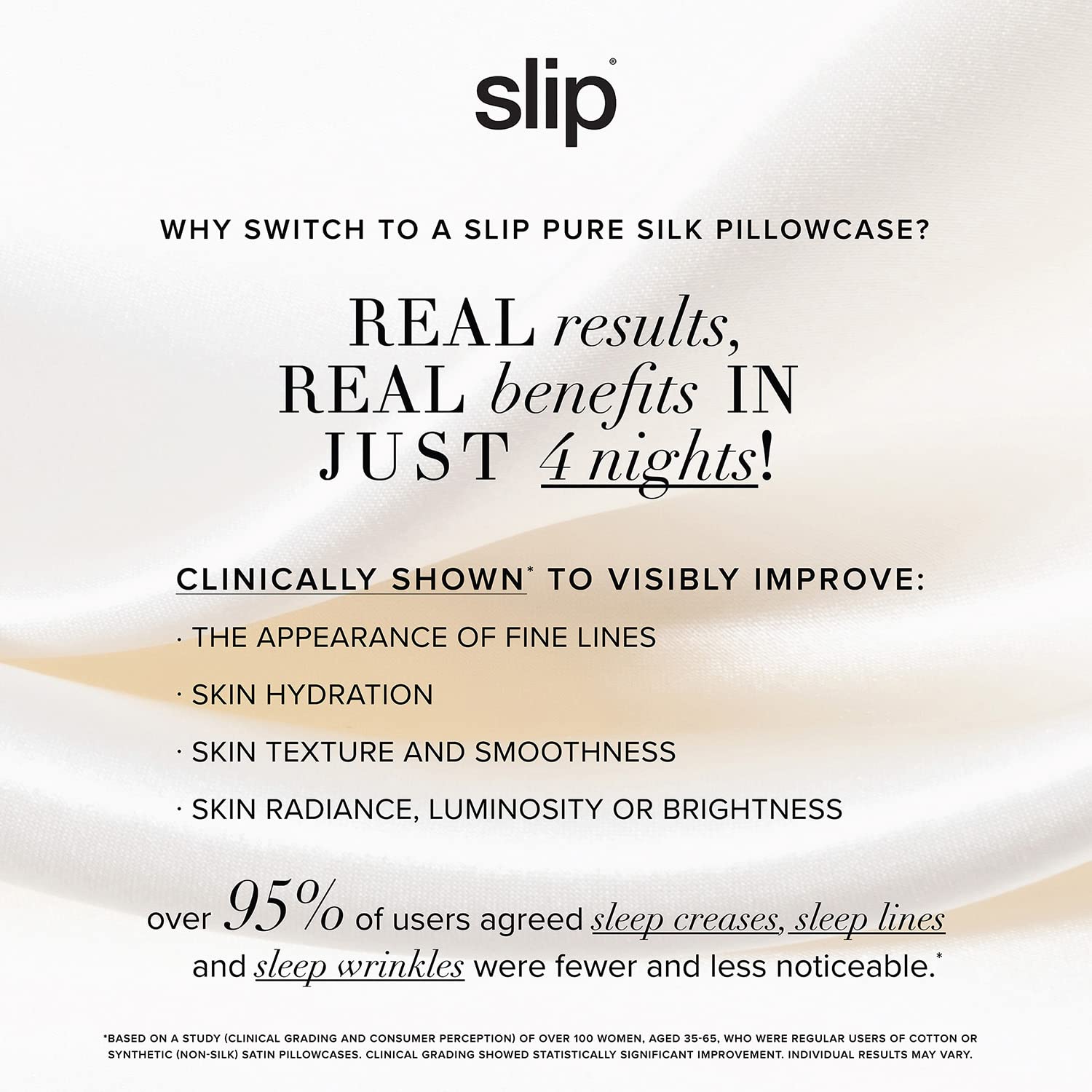 Slip Silk King Pillowcase, White (20" x 36") - 100% Pure 22 Momme Mulberry Silk Pillowcase - Anti-Aging, Anti-BedHead, Anti-Sleep Crease