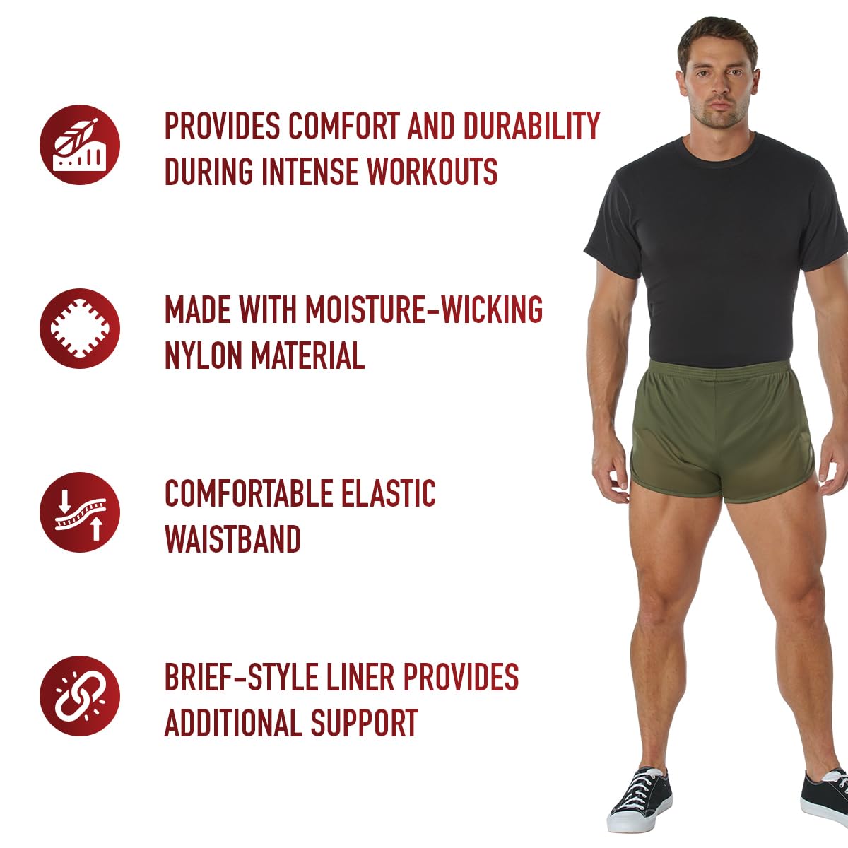 Rothco Ranger PT Shorts - Perfect for The Gym, Running, and More - Olive Drab - L