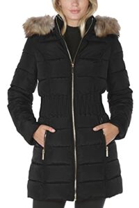 laundry by shelli segal women's coat-3/4 windbreaker coat with cinched waist, black (2016), medium