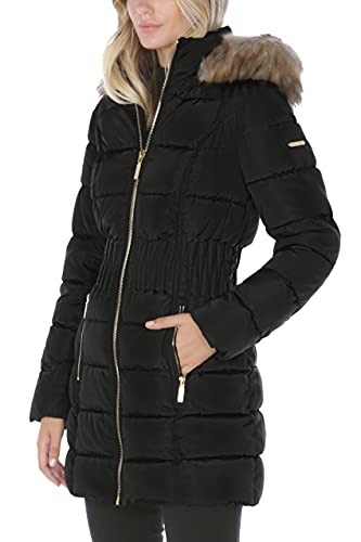 Laundry By Shelli Segal Women's Coat-3/4 Windbreaker Coat with Cinched Waist, Black (2016), Medium