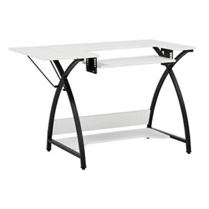 sew ready comet hobby center - 45.5" w x 23.5" d white hobby and sewing machine table with storage shelf - can also be used as computer desk