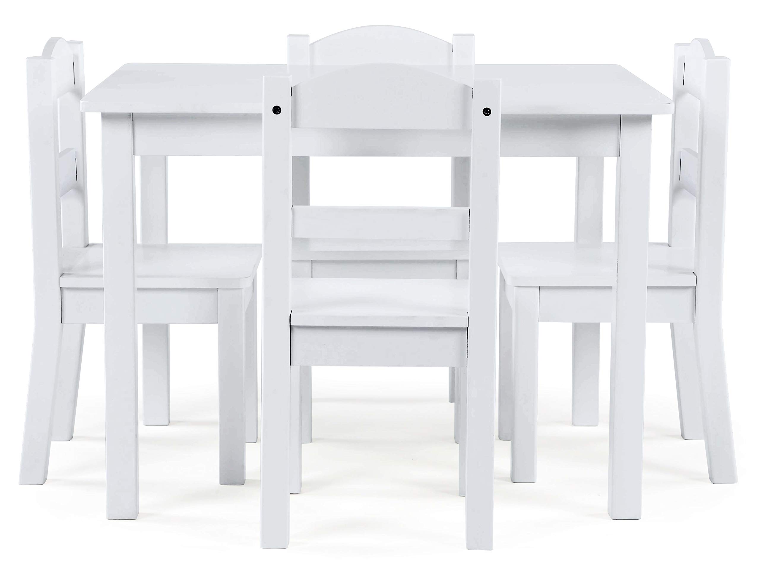 Humble Crew, White Kids Wood Table and 4 Chairs Set