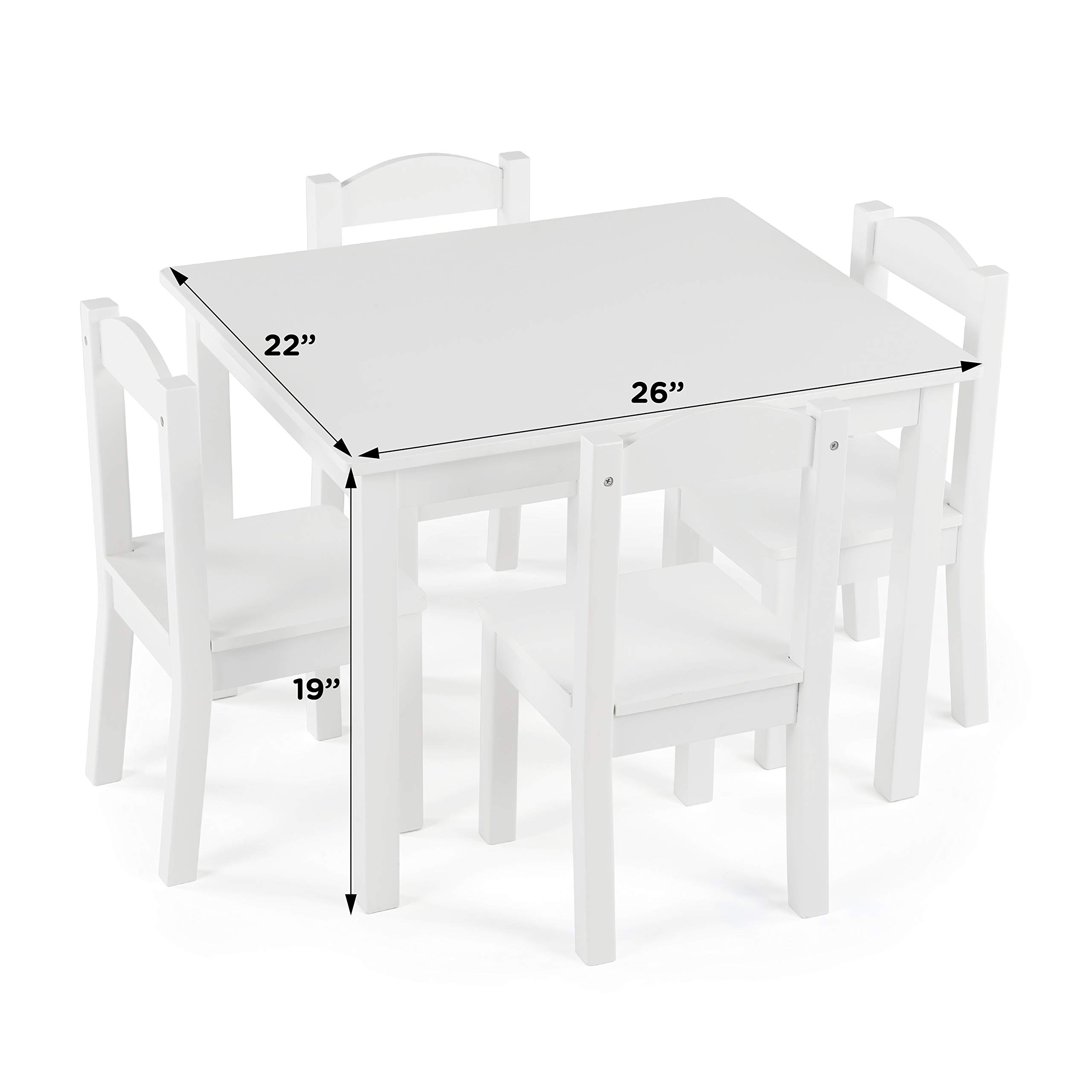 Humble Crew, White Kids Wood Table and 4 Chairs Set