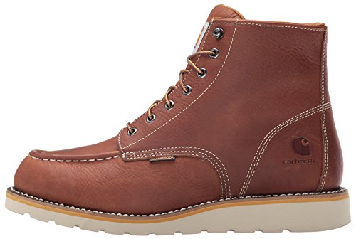 Carhartt mens 6 Inch Waterproof Wedge Soft Toe Work Boot, Tan, 9.5 US