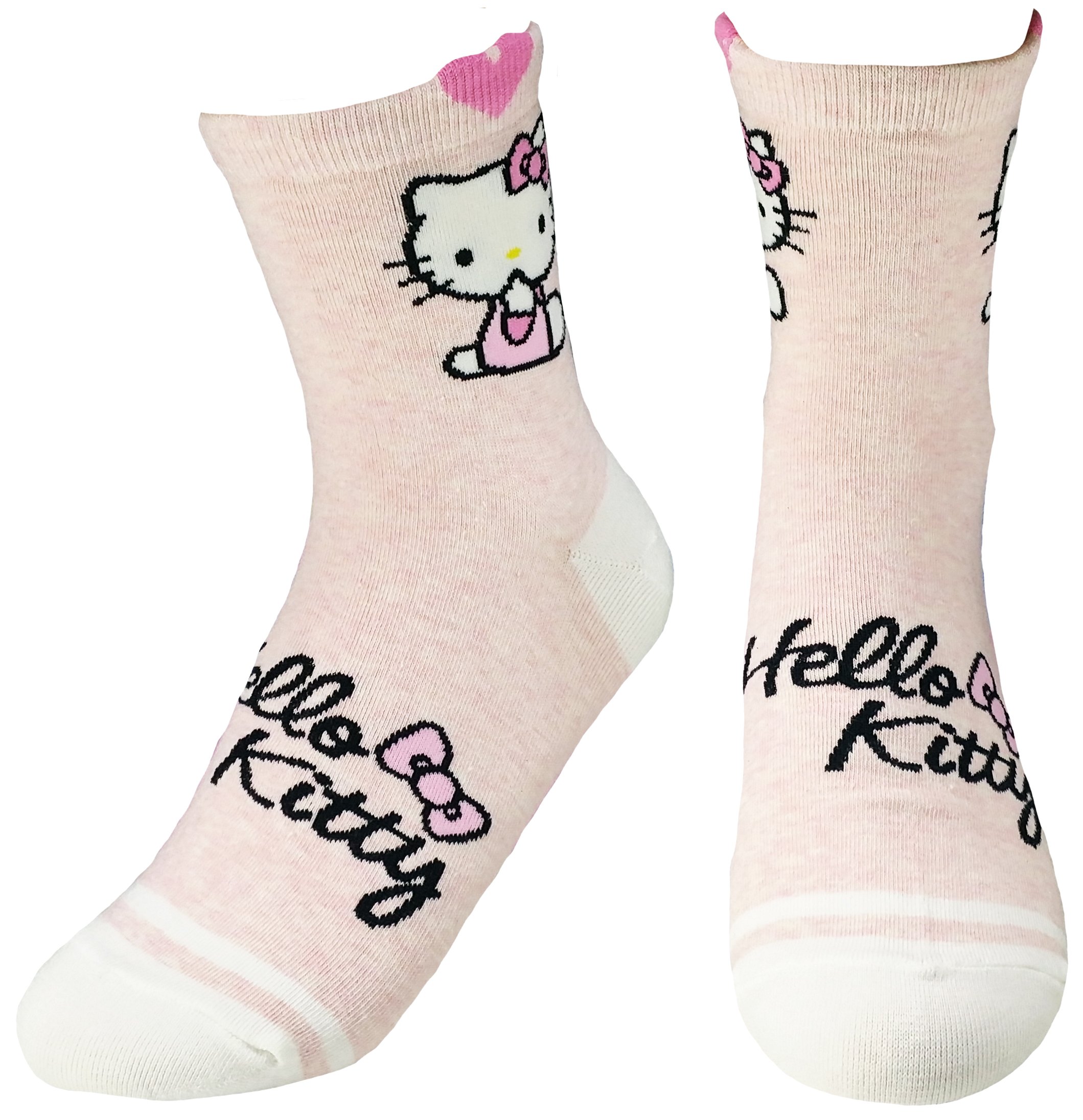 JJMax Women's Hello Kitty Cute Cotton Blend Ankle Socks Set, Crew Hearts Kitty, One Size