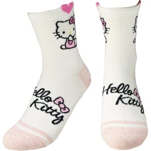 JJMax Women's Hello Kitty Cute Cotton Blend Ankle Socks Set, Crew Hearts Kitty, One Size