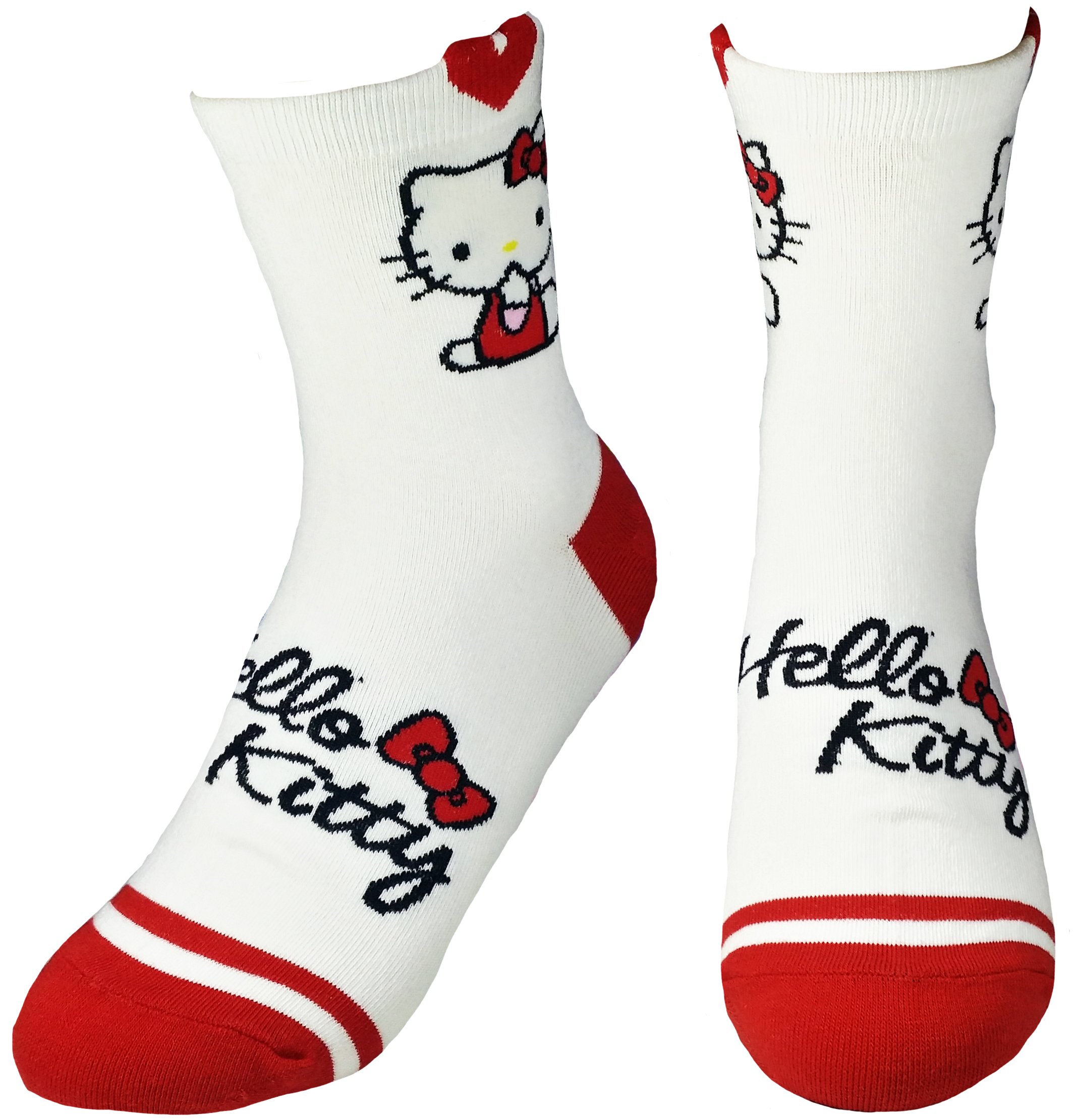 JJMax Women's Hello Kitty Cute Cotton Blend Ankle Socks Set, Crew Hearts Kitty, One Size