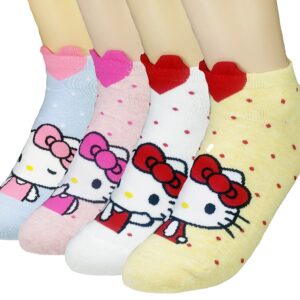 JJMax Women's Hello Kitty Cute Cotton Blend Ankle Socks Set, Lovely Kitty, One Size