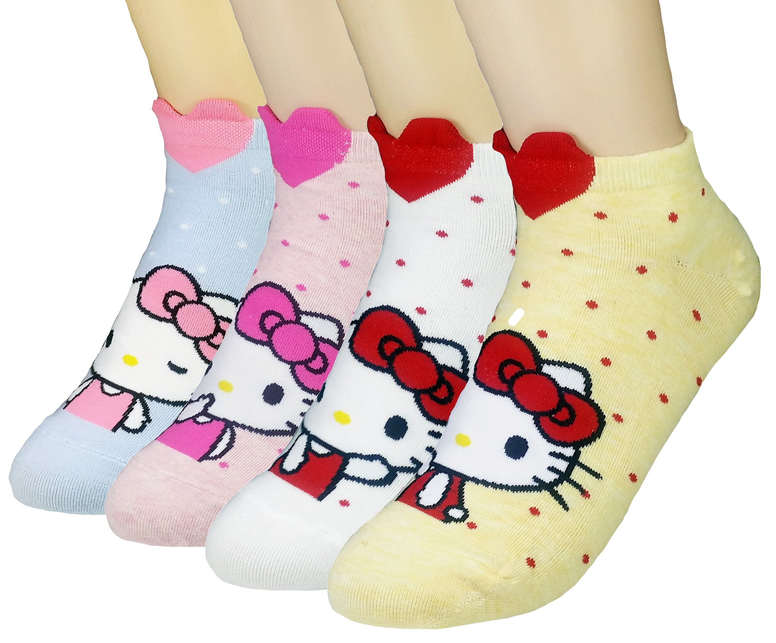 JJMax Women's Hello Kitty Cute Cotton Blend Ankle Socks Set, Lovely Kitty, One Size